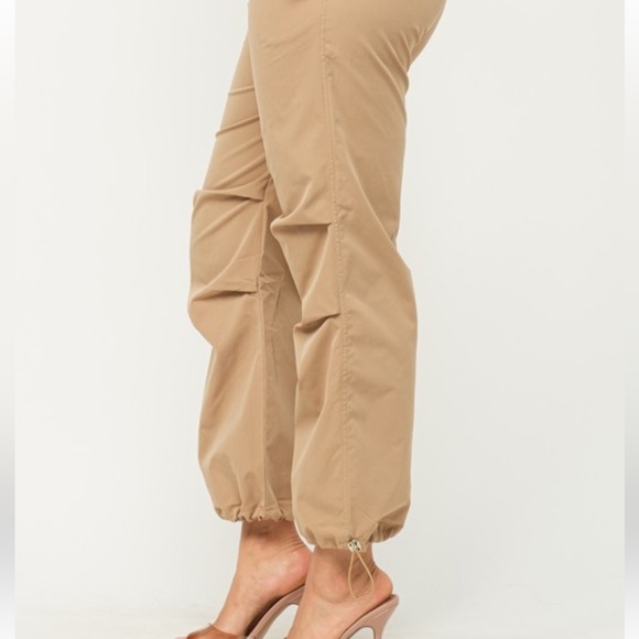 Pants & Jumpsuits | Parachute Pant Toggle Waist Ankle Khaki Wpockets ...